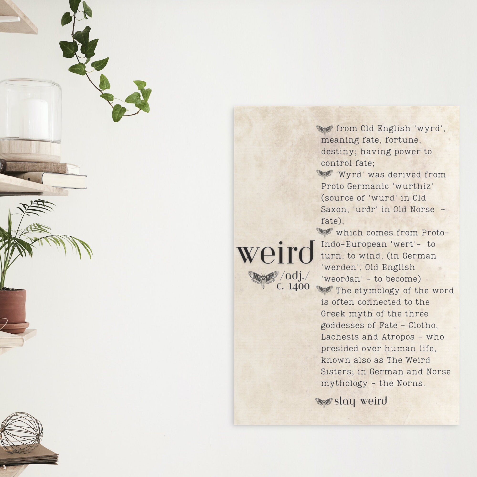 Dictionary Art Print Etymology Word Print Etymology of Weird - Etsy
