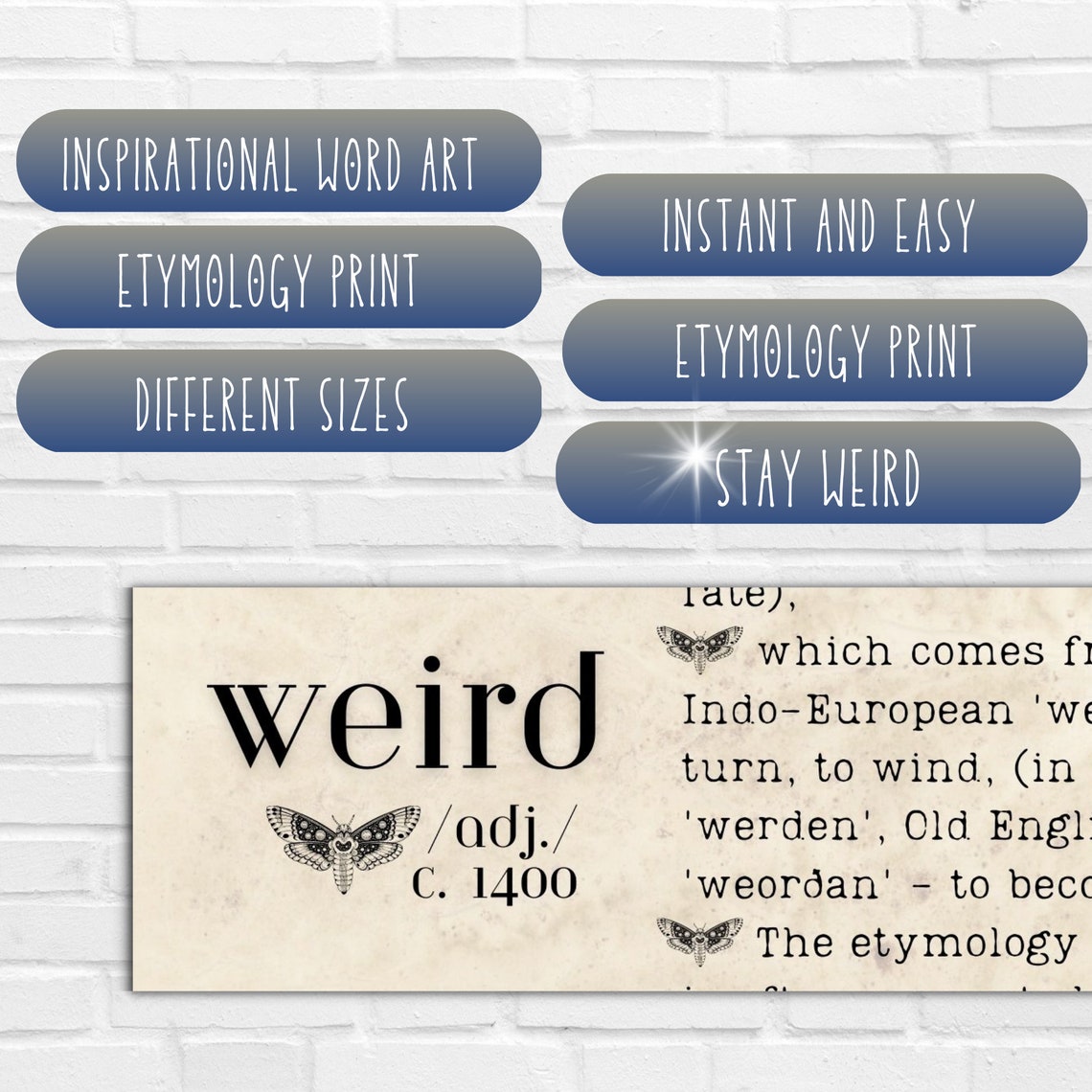 Dictionary Art Print Etymology Word Print Etymology of Weird - Etsy