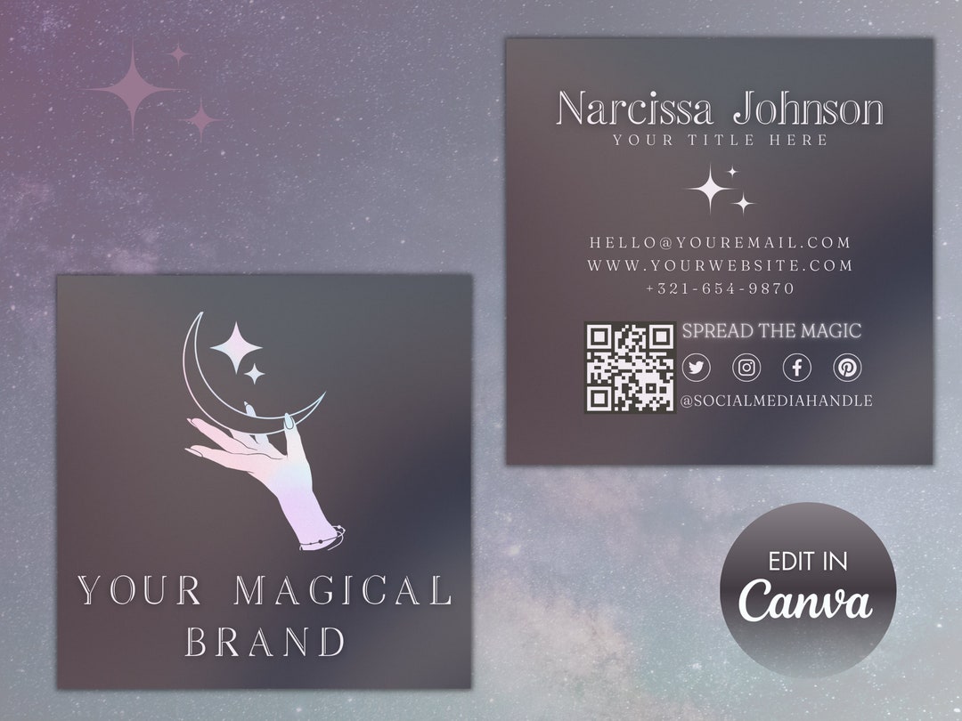UNIQUE BUSINESS CARD Template | Witchy Tarot Business Card | Square ...