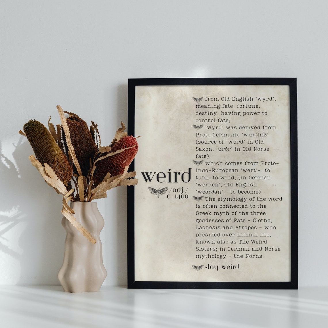 Dictionary Art Print Etymology Word Print Etymology of Weird - Etsy