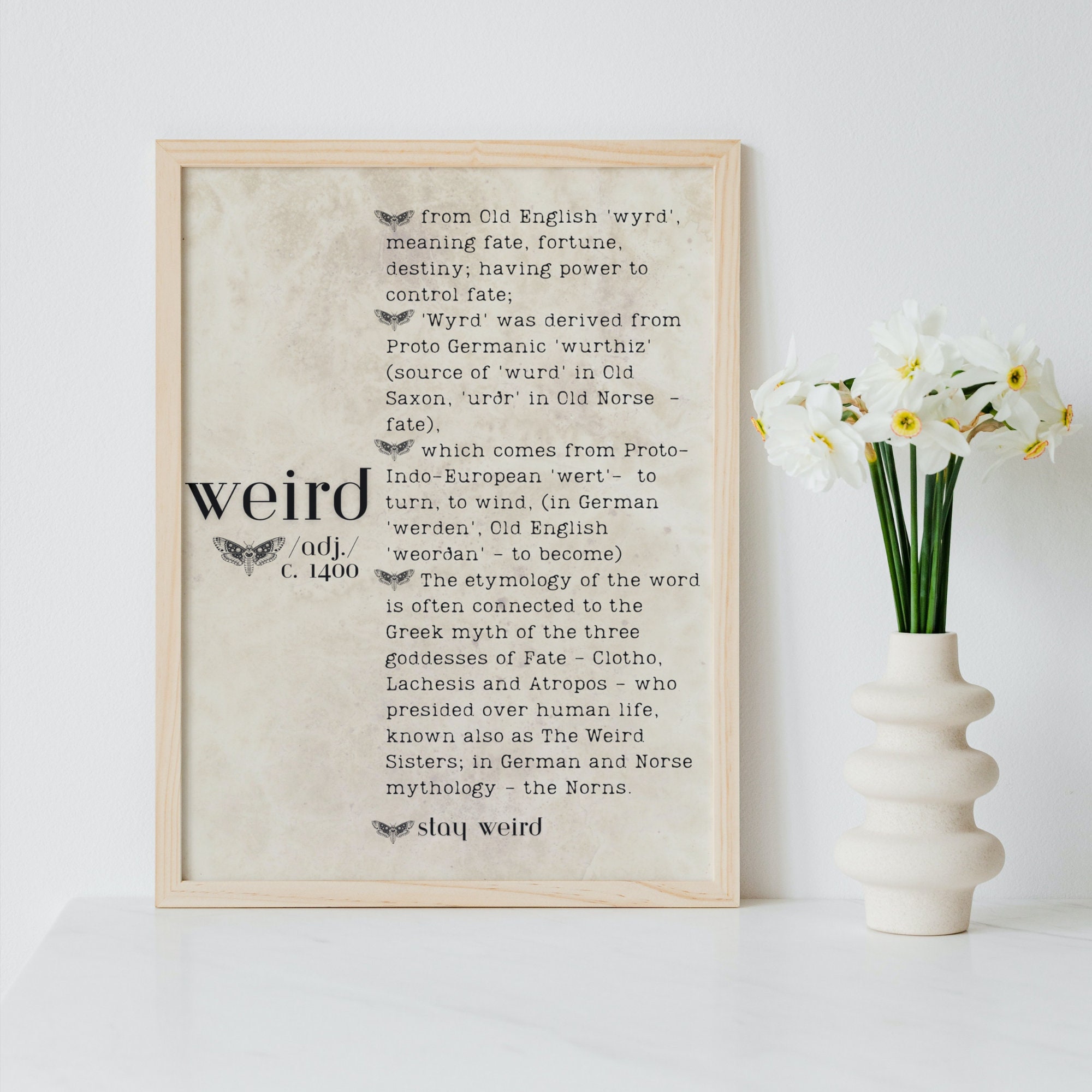 Dictionary Art Print Etymology Word Print Etymology of Weird - Etsy