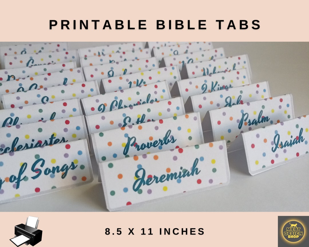 Printable Bible Tabs | 8.5 X 11 Inches | Colorful Dotted Pattern - Etsy
