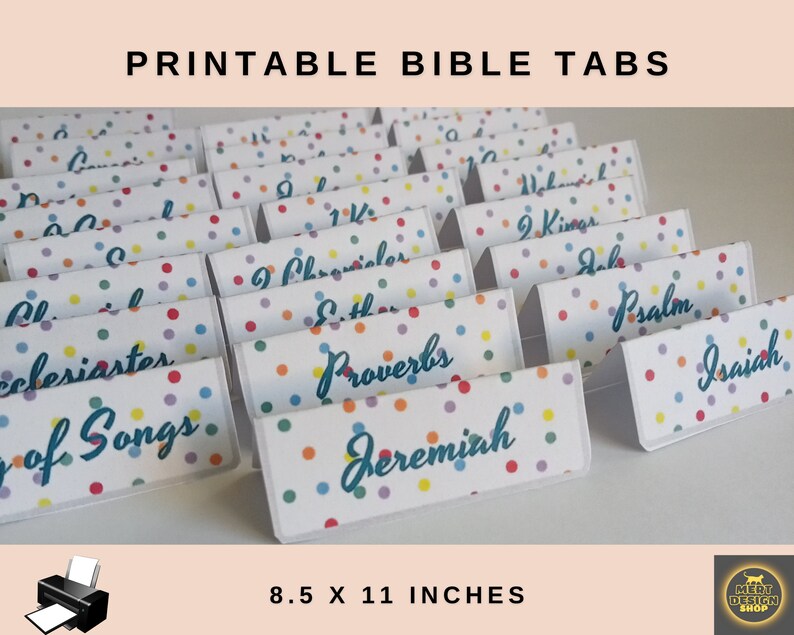 Printable Bible Tabs | 8.5 X 11 Inches | Colorful Dotted Pattern - Etsy