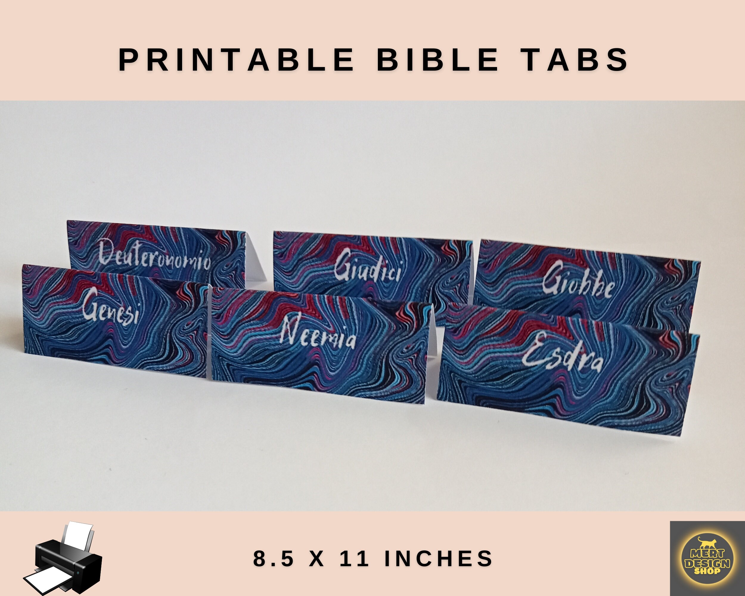 Italian Bible Tabs | Printable Bible Tabs | 8.5 X 11 Inches | Mixed ...