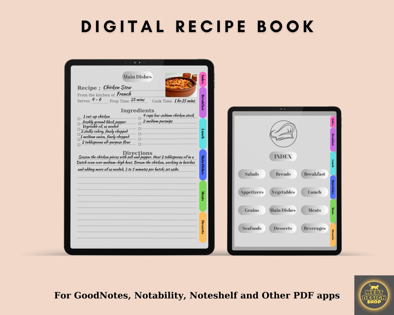 Digital Recipe Book | Digital Recipe Book for Goodnotes, Notability ...