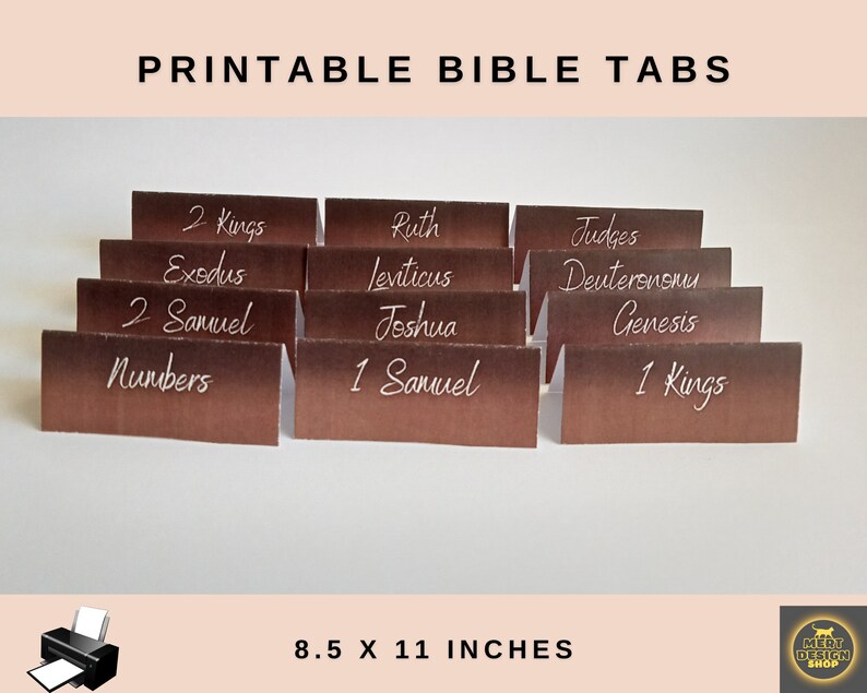 Printable Bible Tabs | 2 in 1 Bundle | 8.5 X 11 Inches | Brown ...