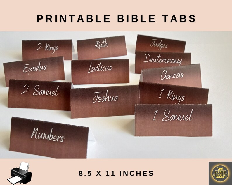 Printable Bible Tabs | 2 in 1 Bundle | 8.5 X 11 Inches | Brown ...
