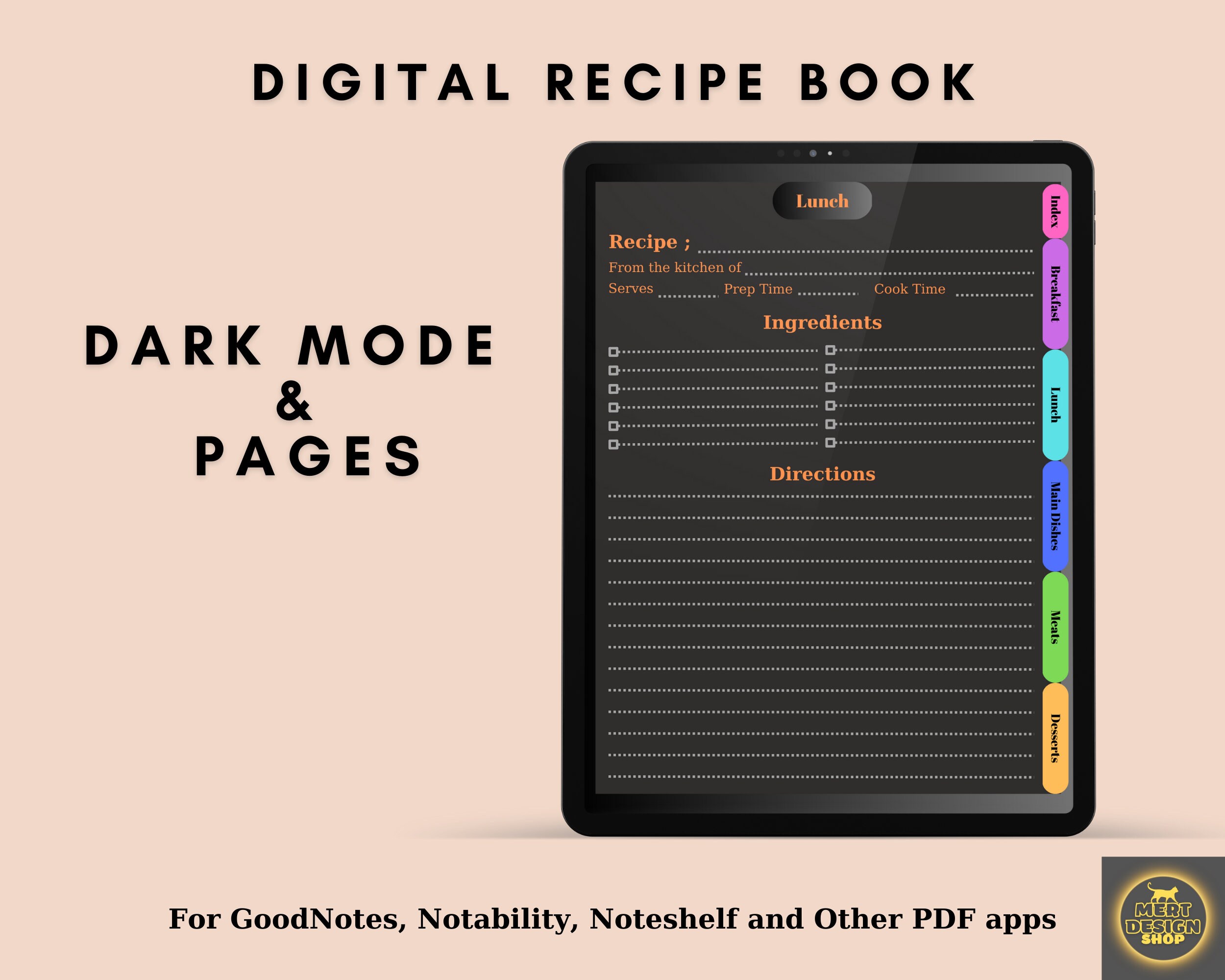Digital Recipe Book | Digital Recipe Book for Goodnotes, Notability ...