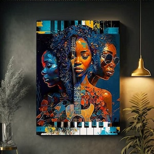 Black Art Music Art Decor Gift for Her Art Print Abstract Art Digital ...