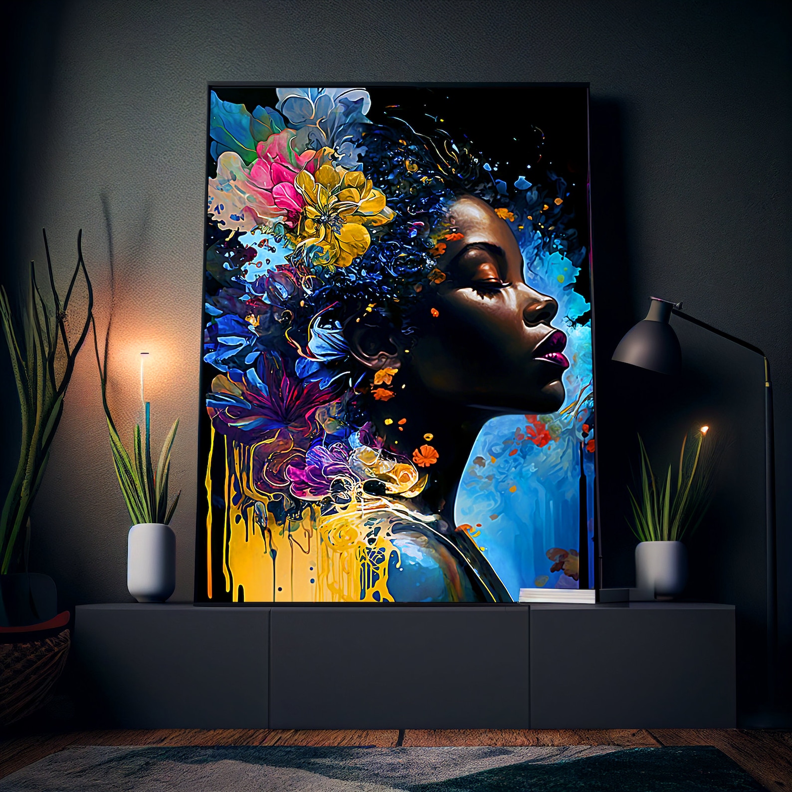 Abstract Black Woman Art Afrocentric Gift for Her Vertical Poster - Etsy
