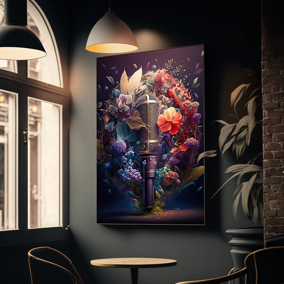Microphone Wall Decor Music Art Digital Art Print Wall Art - Etsy