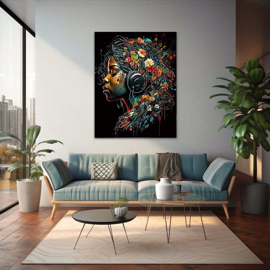 Black Music Digital Art Print Gift for Her Abstract Art for ...