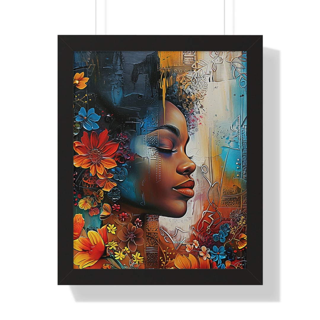 Framed Black Art Print, Contemporary Wall Decor, Ready to Hang, African ...