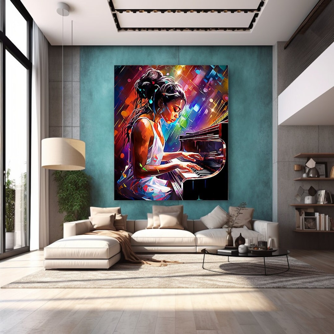 Black Pianist Digital Art Music Print Gift Abstract Art for ...