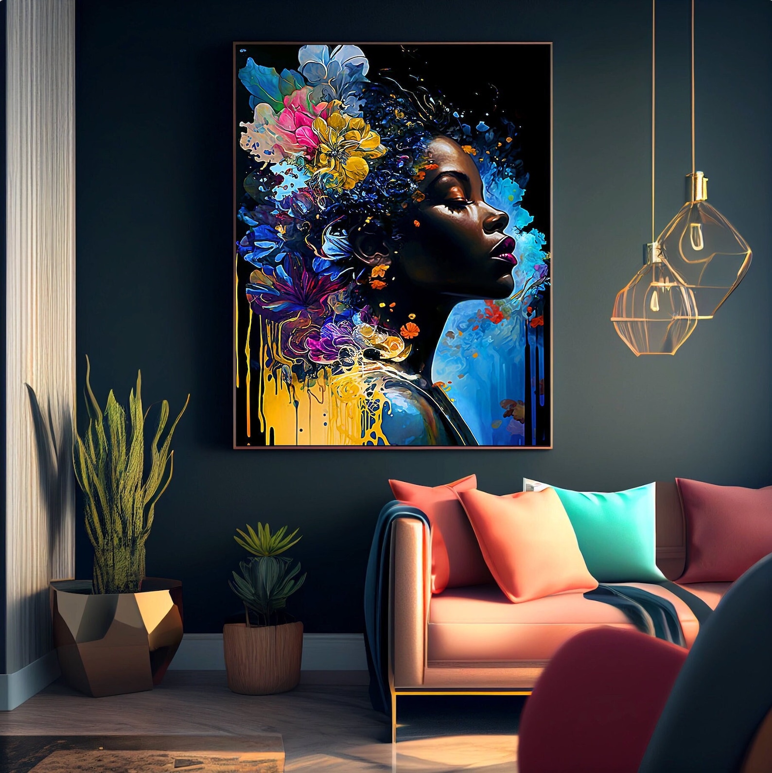 Abstract Black Woman Art Afrocentric Gift for Her Vertical Poster - Etsy