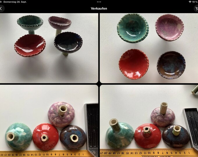 4 Insect Bird Baths, Flowers, Ceramics, Handmade Pottery, Patio Garden ...