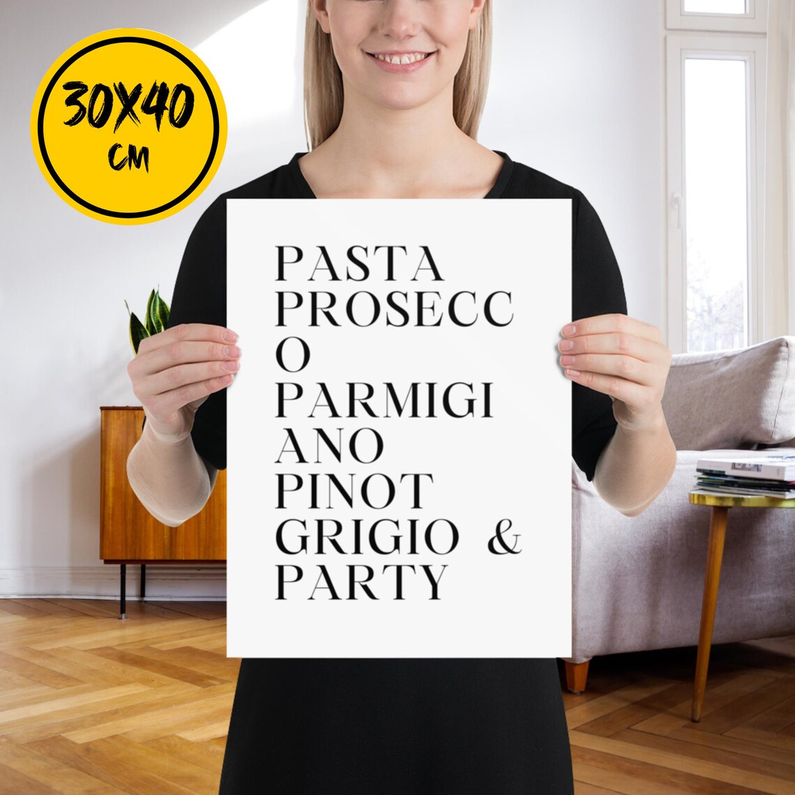 Pasta Prosecco Parmesan Poster for Your Kitchen | Decoration for Cozy ...