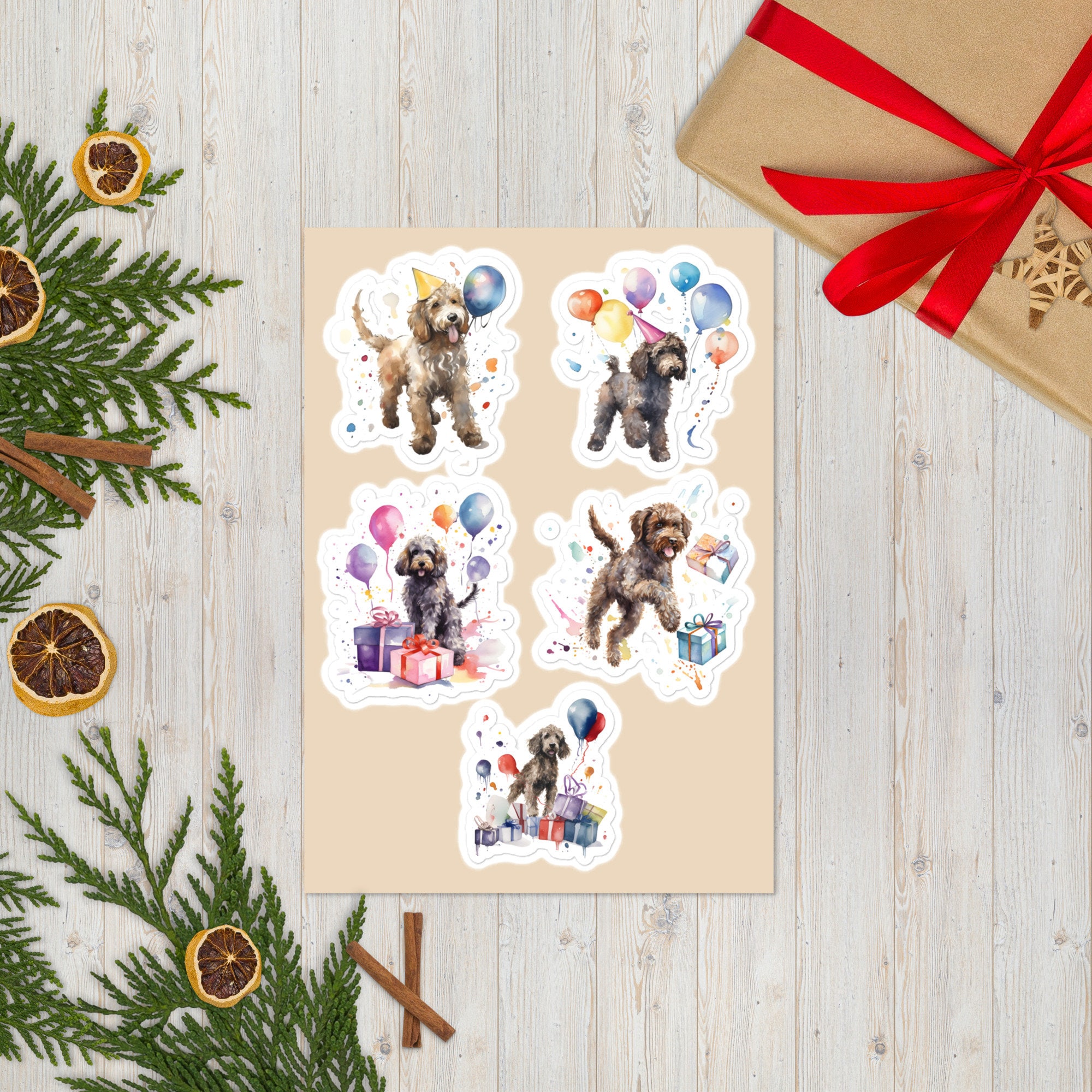 Labradoodle Sticker Sheet | Standing Labradoodle Stickers | Party ...