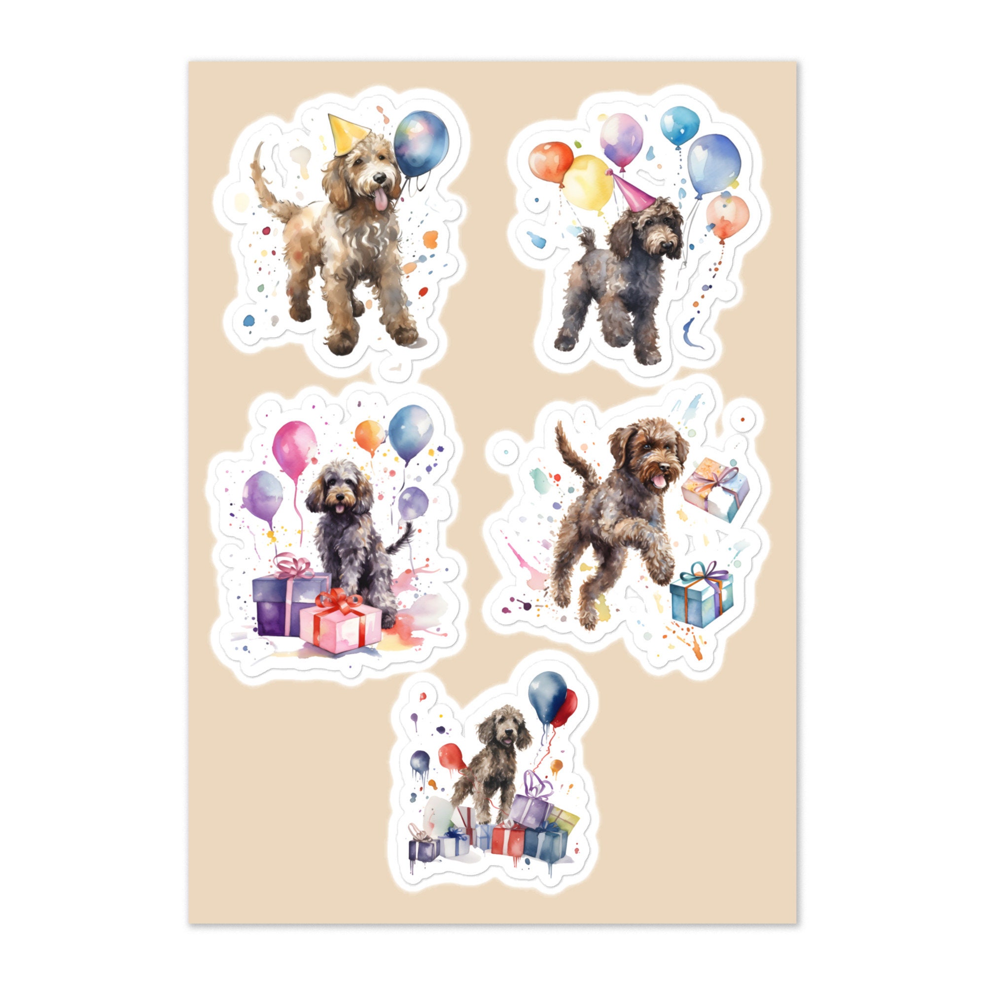 Labradoodle Sticker Sheet | Standing Labradoodle Stickers | Party ...