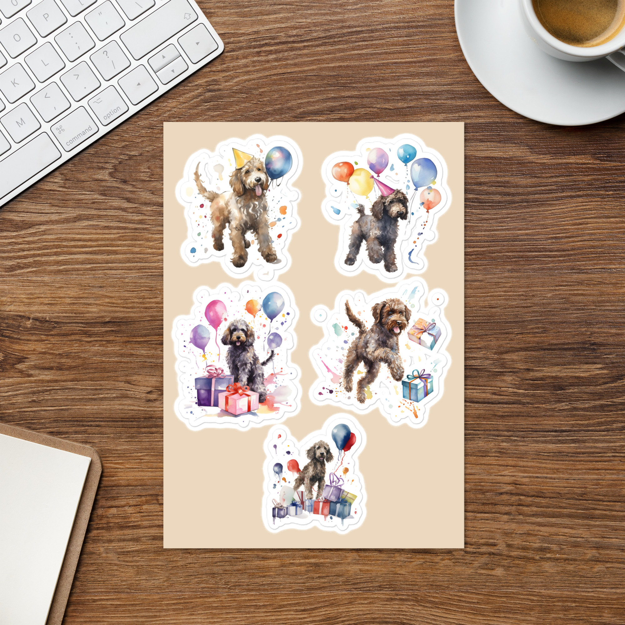 Labradoodle Sticker Sheet | Standing Labradoodle Stickers | Party ...