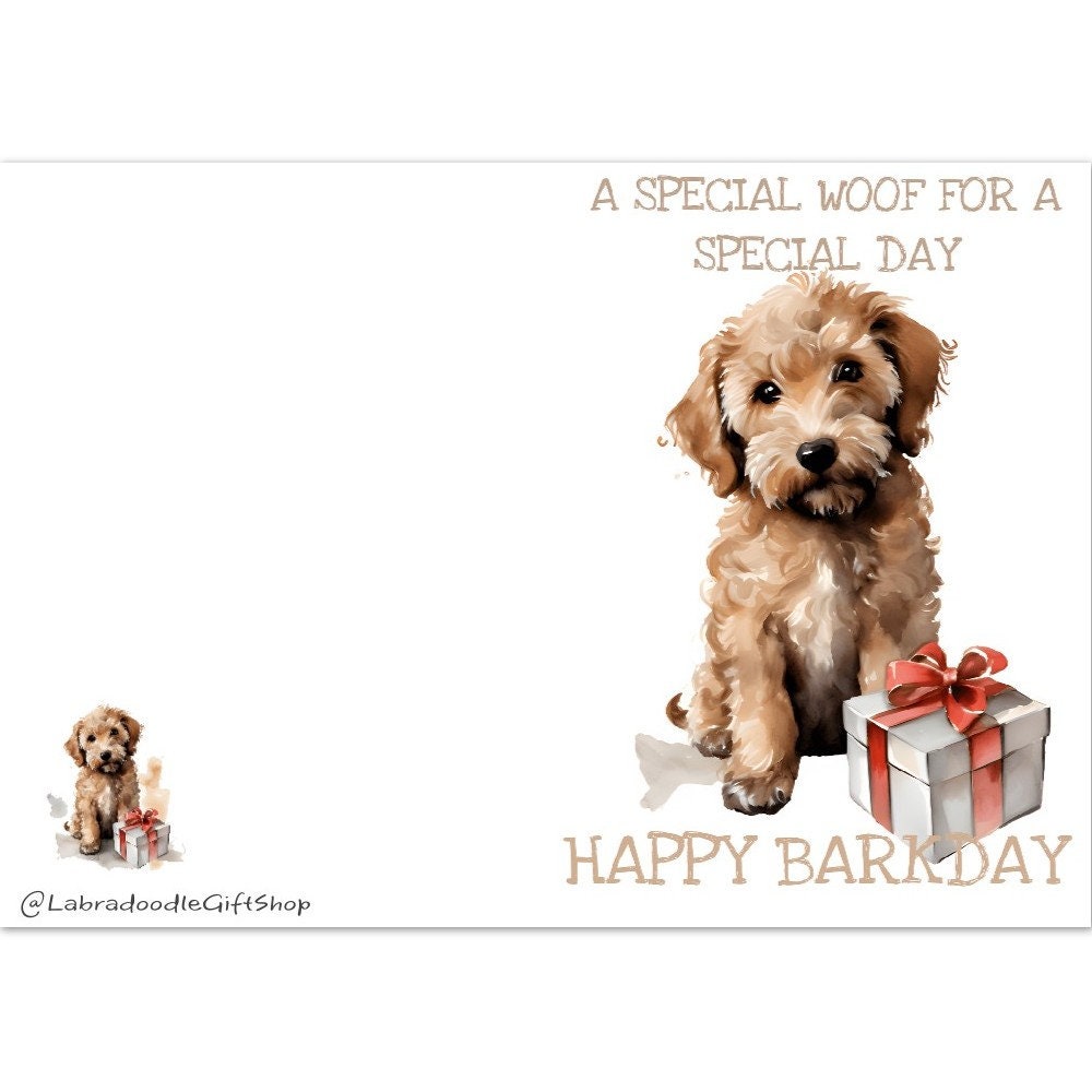 10 Cute Australian Labradoodle Birthday Cards (with Standard Envelopes ...