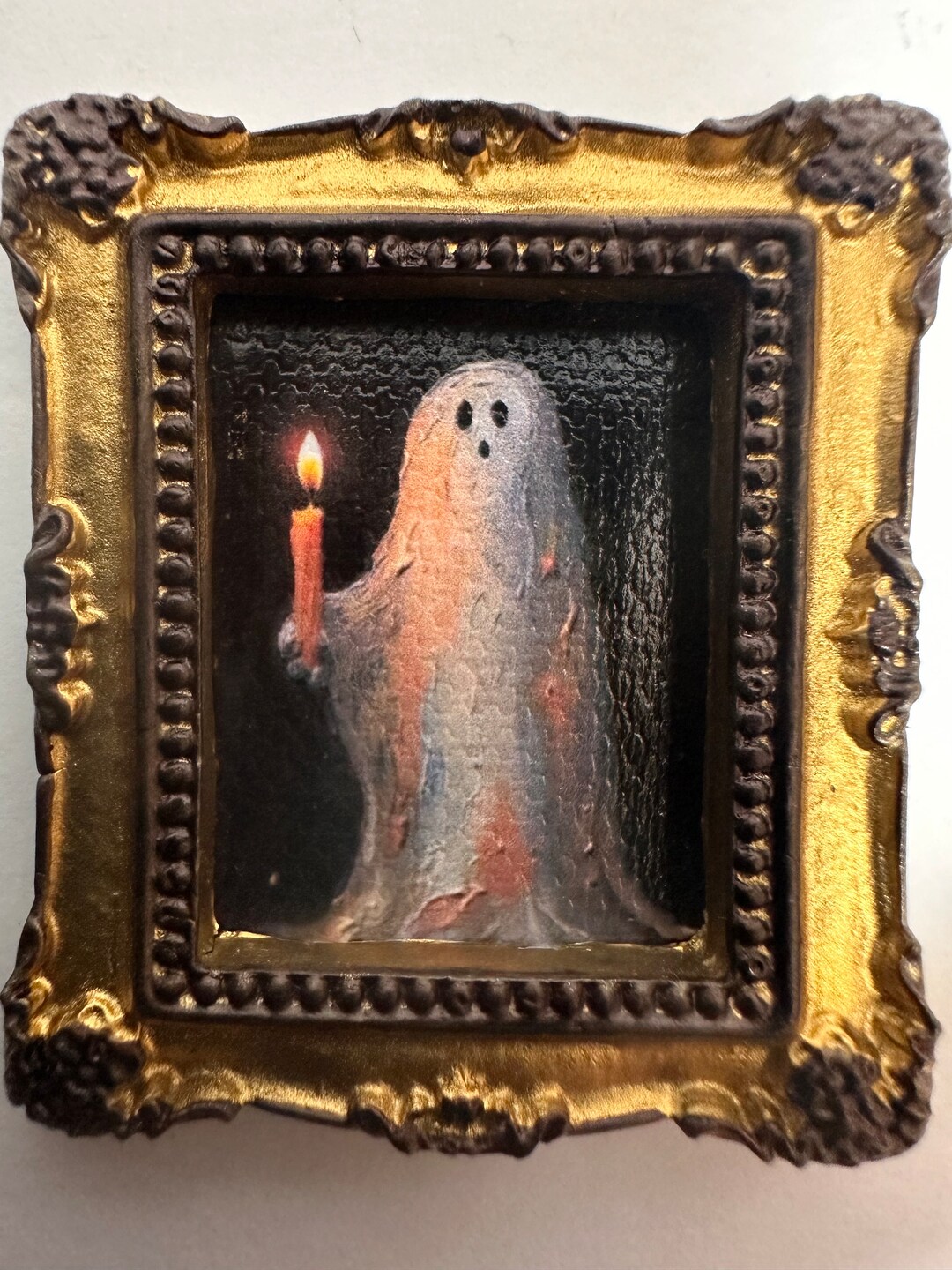 Dollhouse Wall Art Creepy Mini Ghost Painting Miniature Picture Framed ...