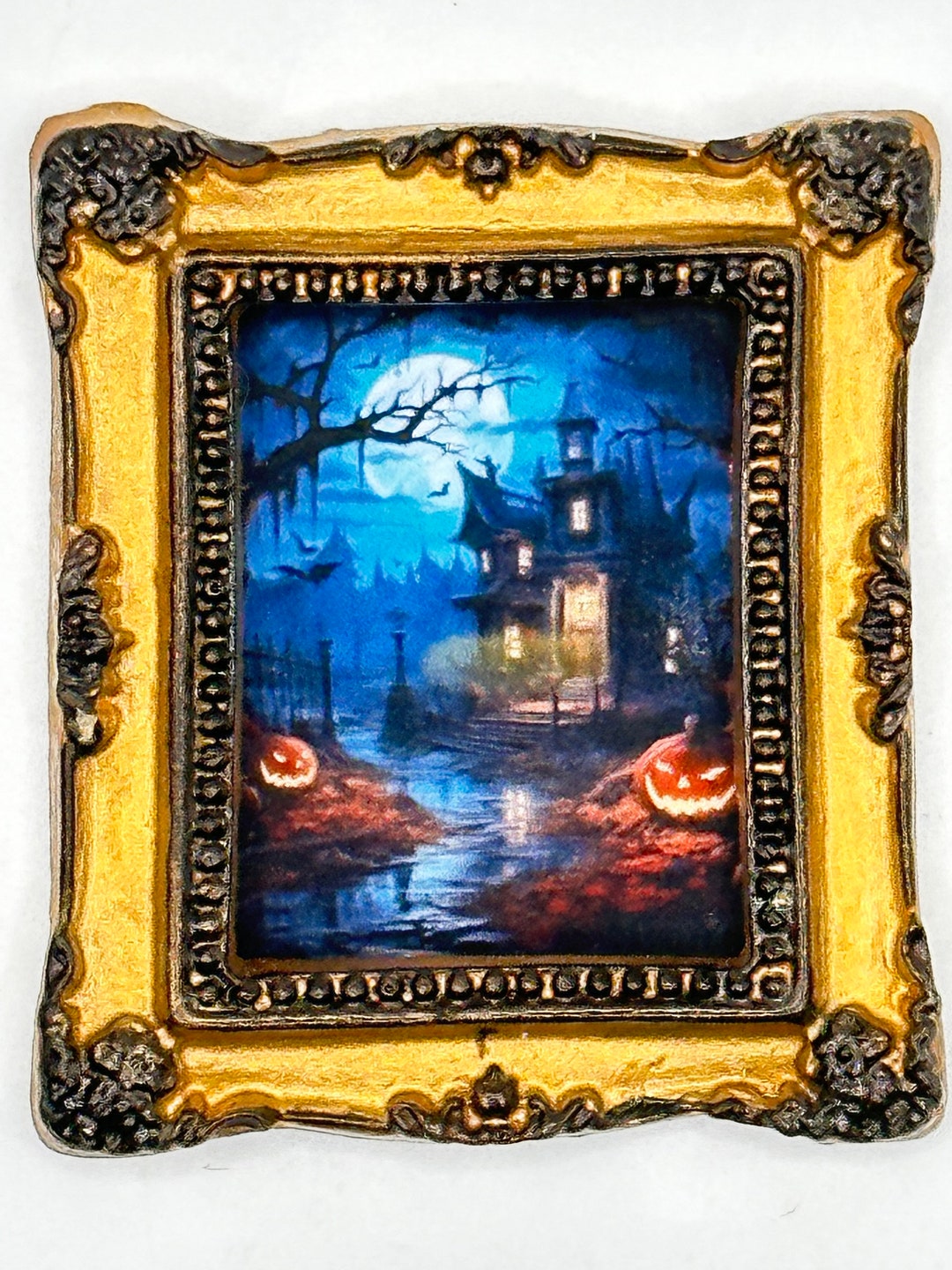 Dollhouse Art Creepy Mini Painting Witch Miniature Picture Framed Mini ...