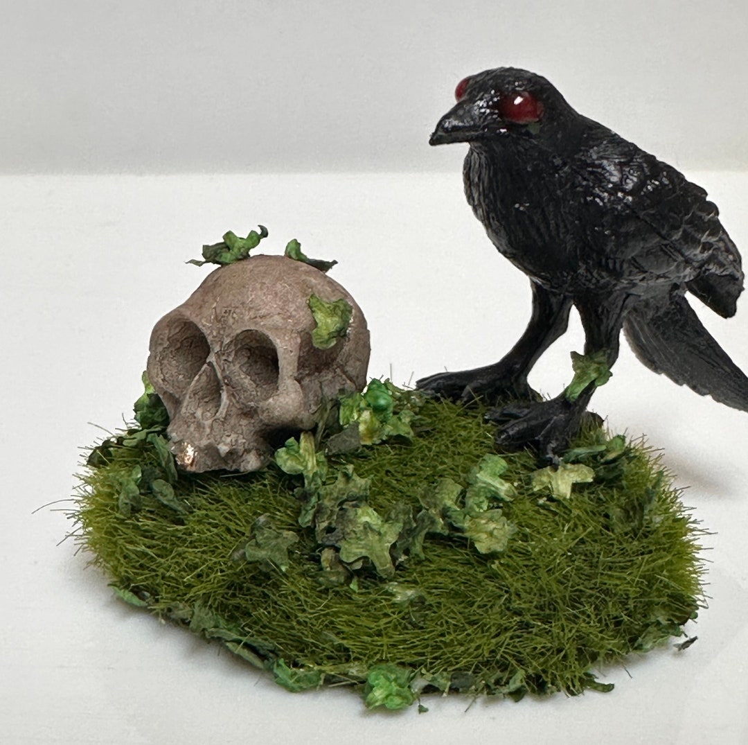 Miniature Gothic Art Creepy Haunted Dollhouse Raven 1:12 Scale Mini ...