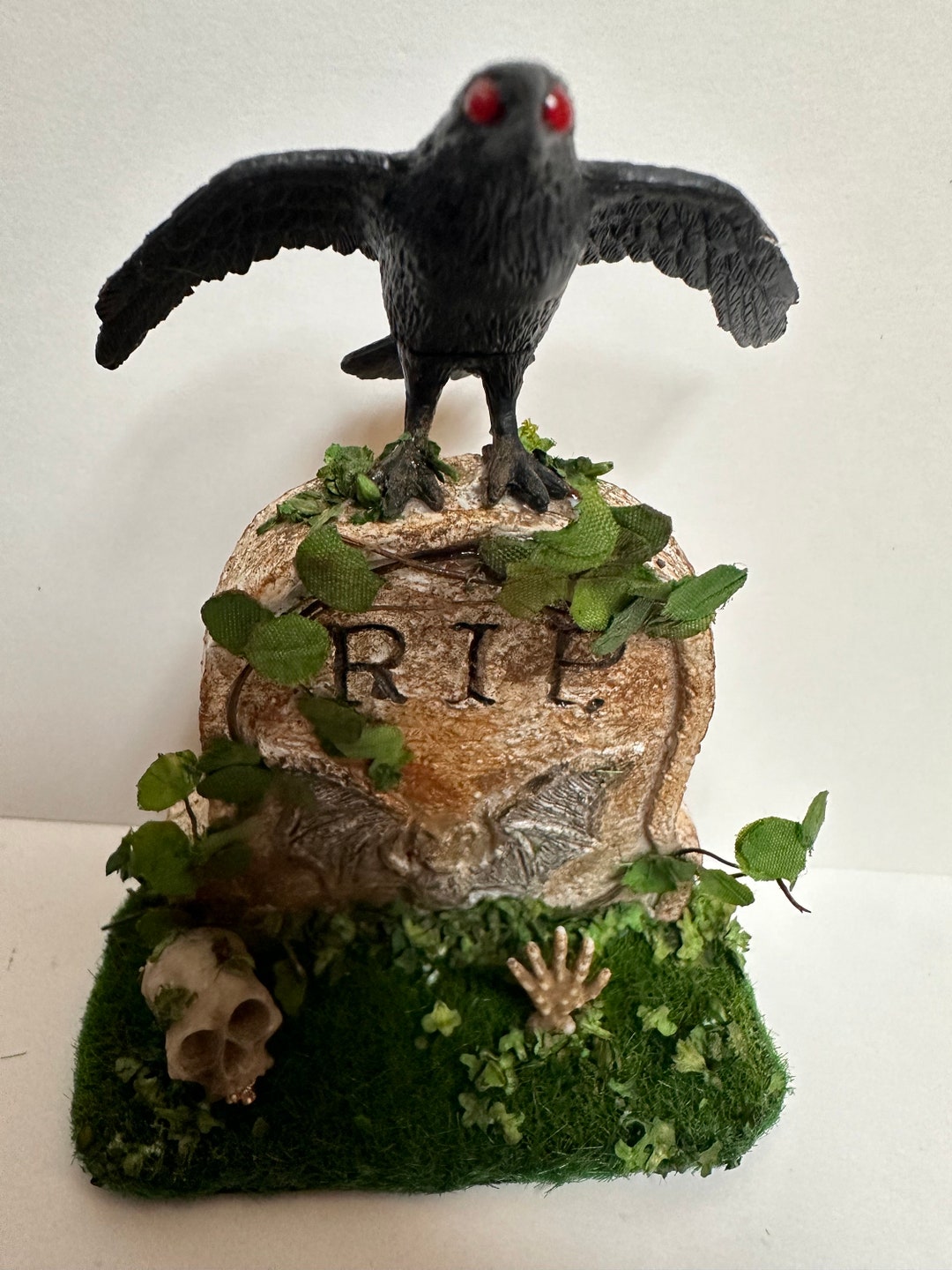 Miniature Gothic Art Haunted Dollhouse Cemetery Scary Black Raven ...