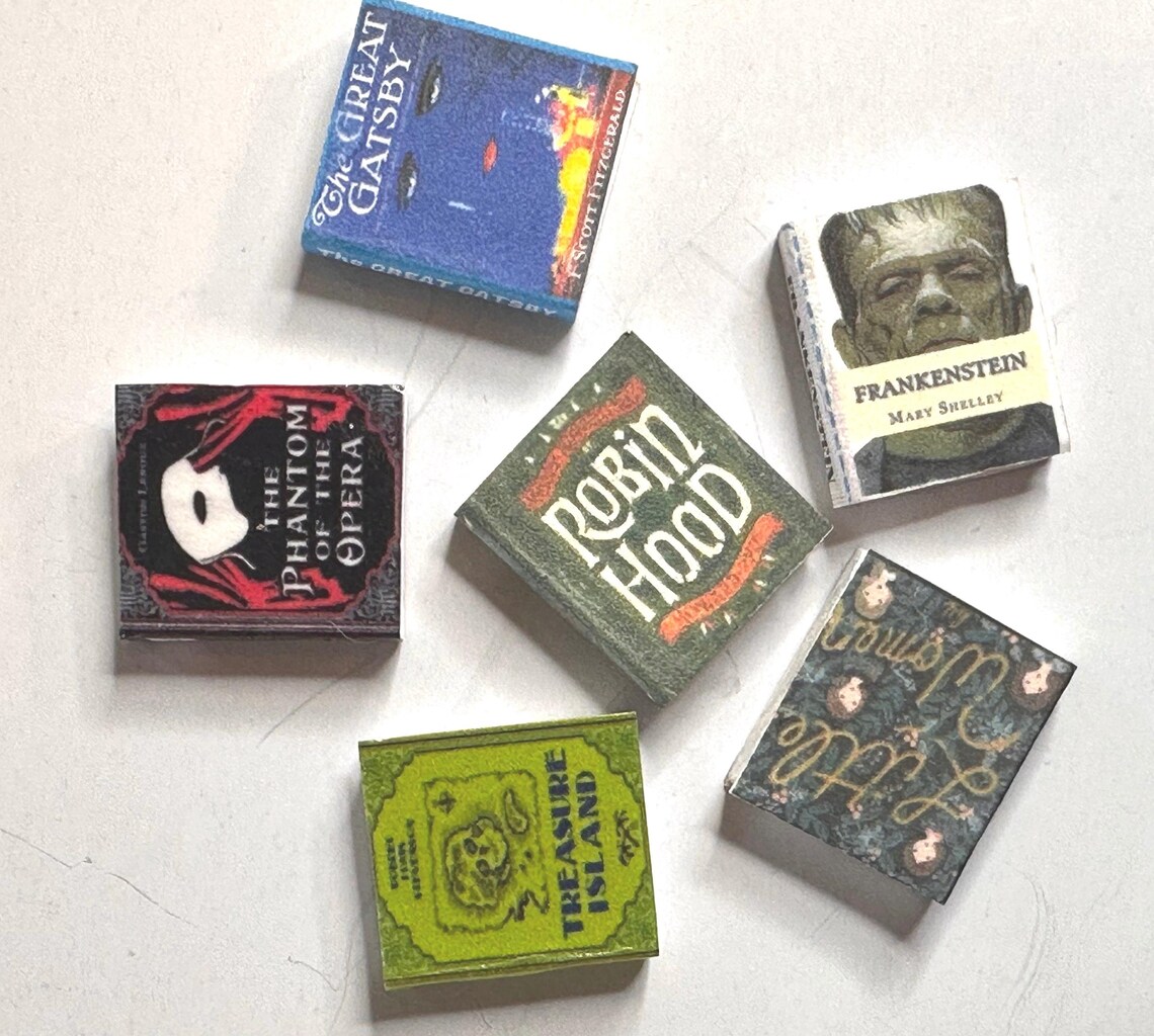 Miniature Book Set 1:12 Scale Books Dollhouse Library Tiny Novels ...