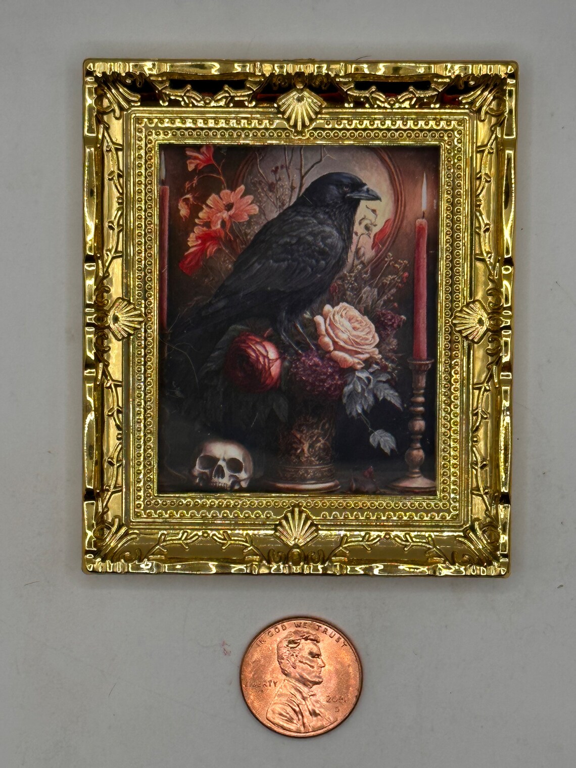Dollhouse Art Creepy Mini Painting Halloween Miniature Picture Framed ...