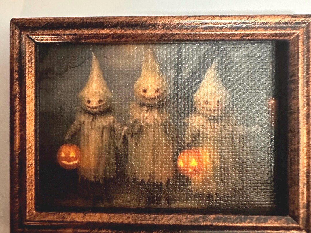 Dollhouse Art Cute Ghost Print Mini Painting Halloween Miniature ...