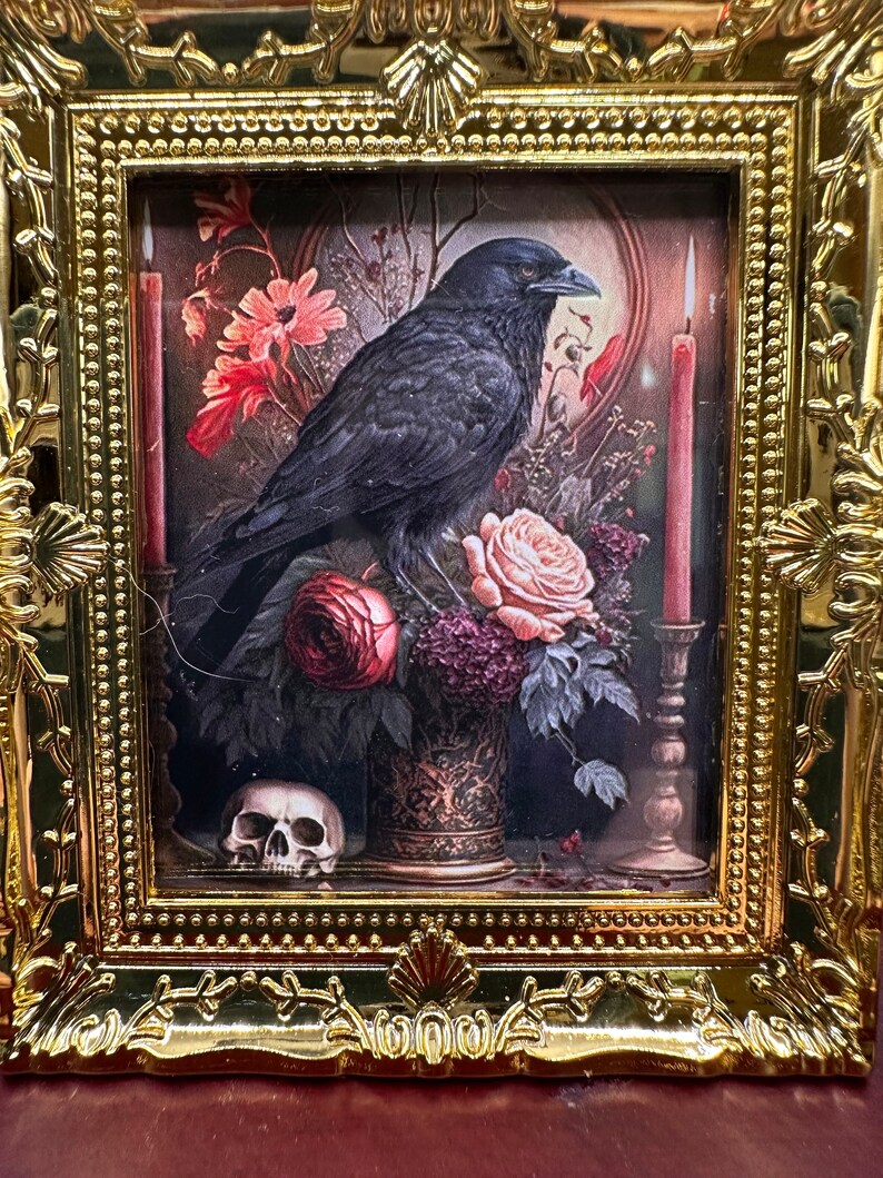 Dollhouse Art Creepy Mini Painting Halloween Miniature Picture Framed ...