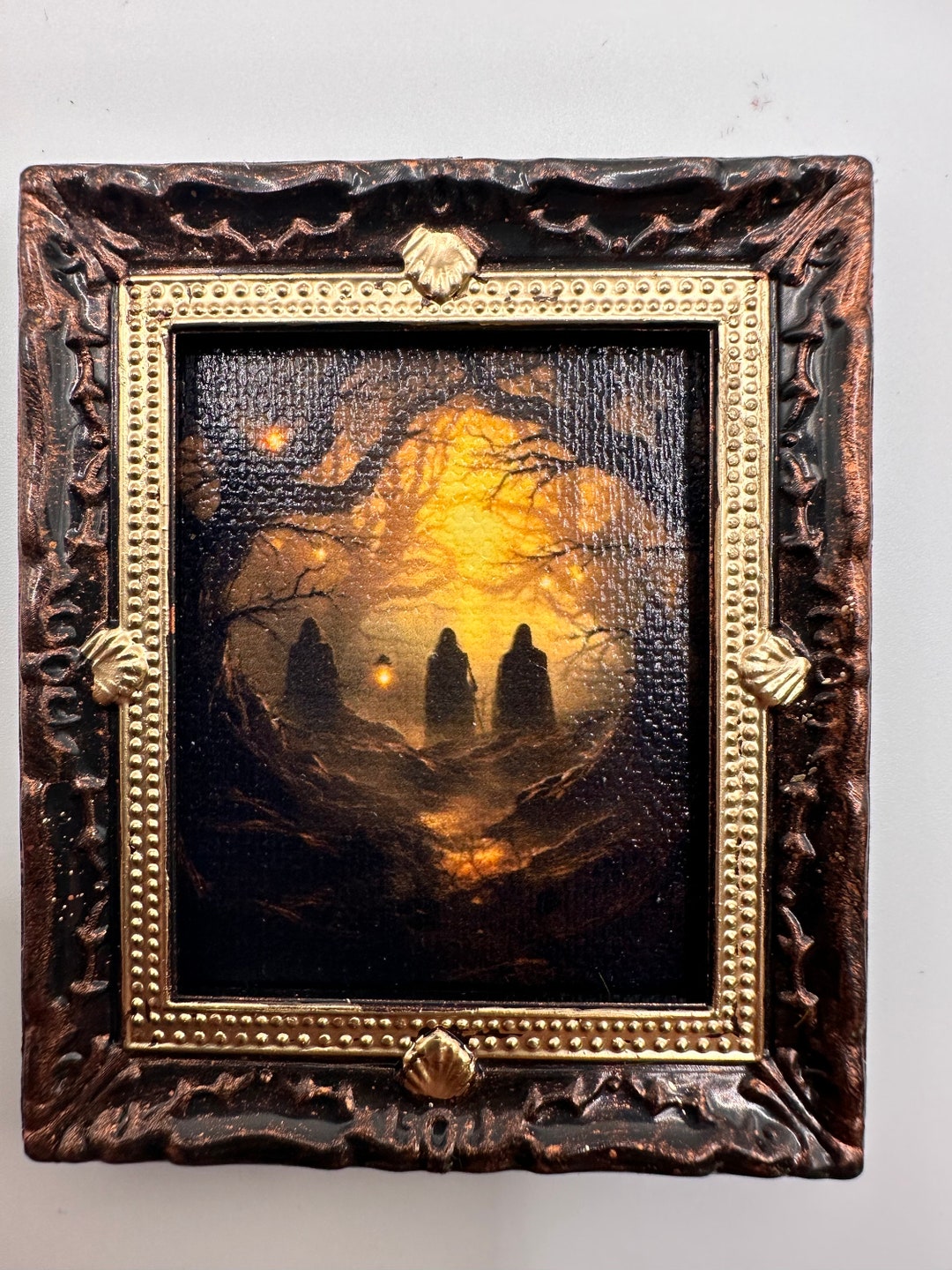 Dollhouse Art Creepy Mini Painting Halloween Miniature Picture Framed ...