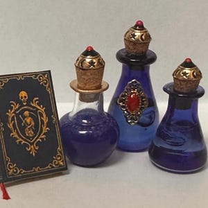 Tiny Witches Potion Set, Miniature Gothic Decor, Fantasy Items, Elegant ...
