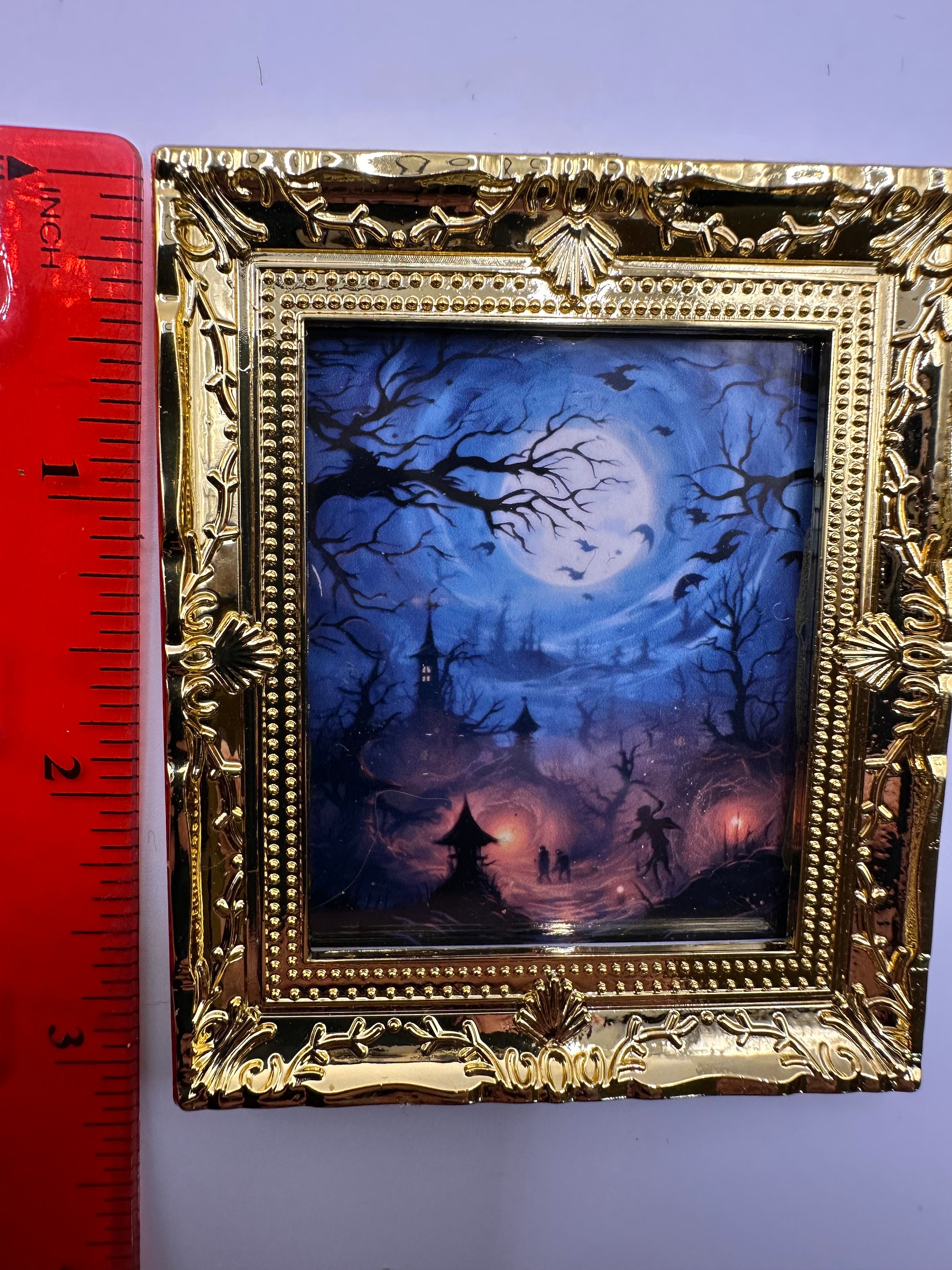 Dollhouse Art Creepy Mini Painting Halloween Miniature Picture Framed ...