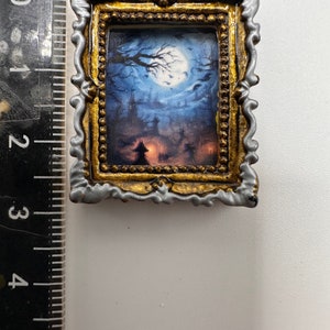 Dollhouse Art Creepy Mini Painting Witch Miniature Picture Framed Mini ...