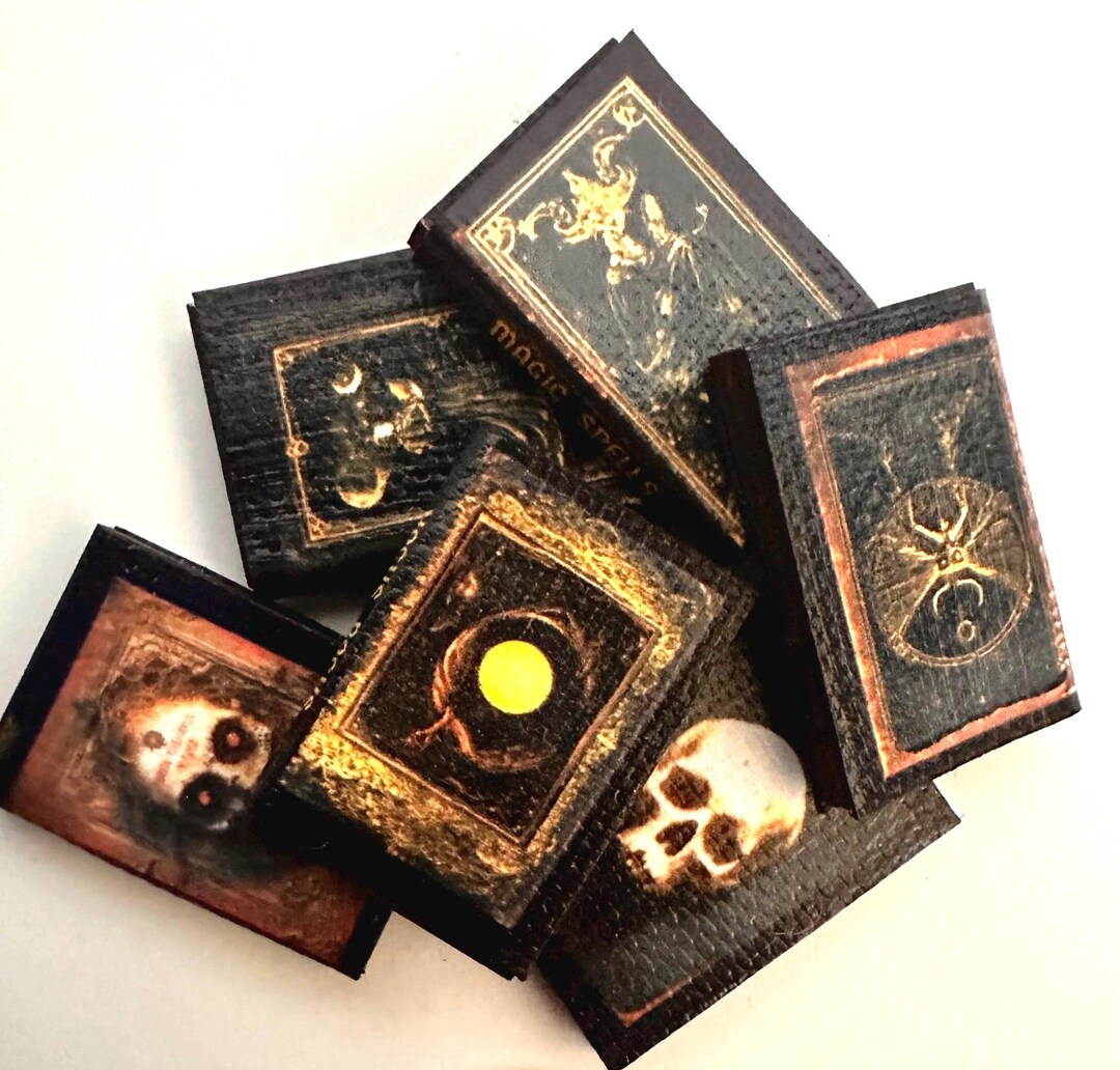 1:12 Scale Witch Book Bundle Creepy Haunted Library Magic Spell Hex ...