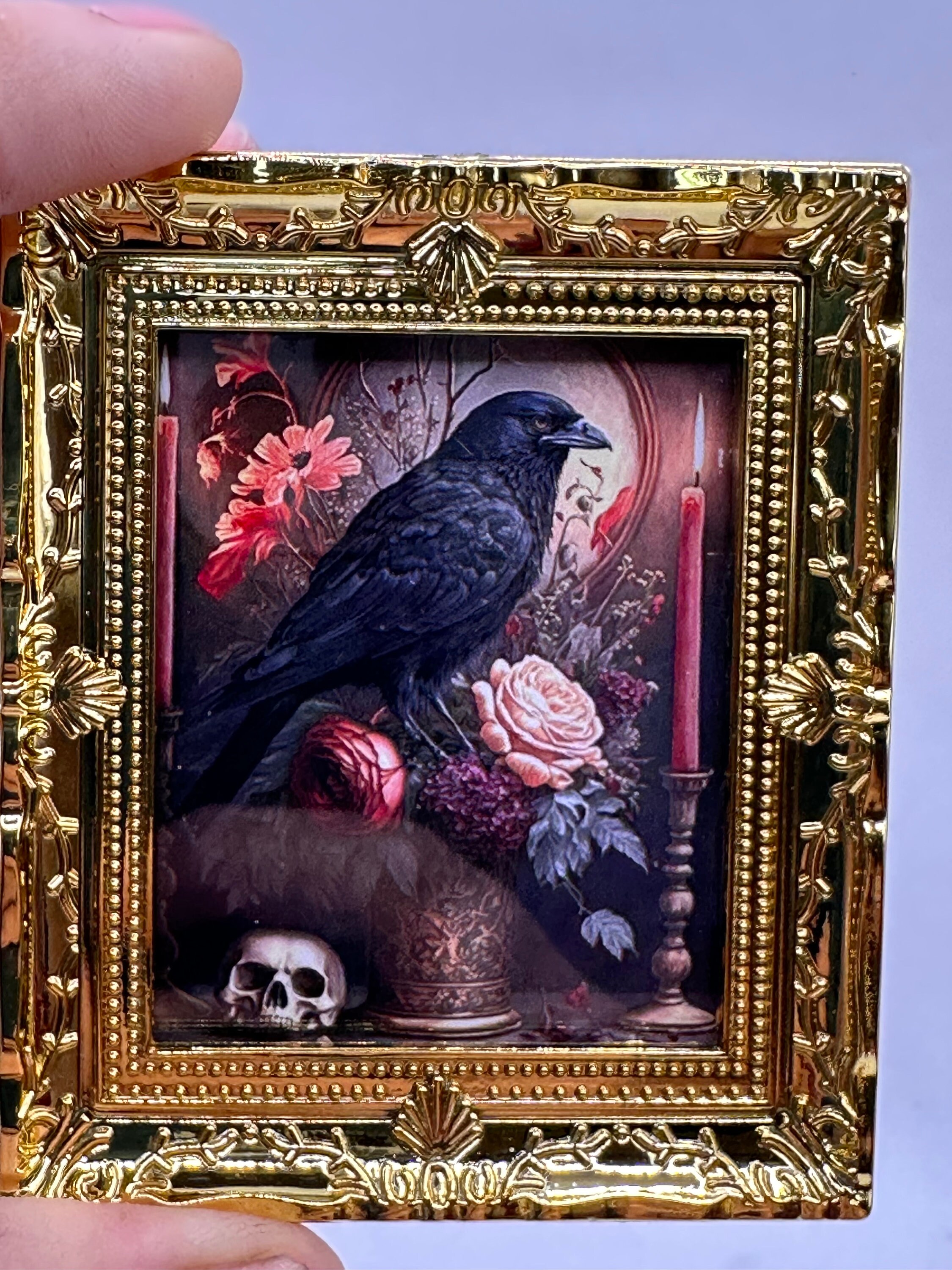 Dollhouse Art Creepy Mini Painting Halloween Miniature Picture Framed ...