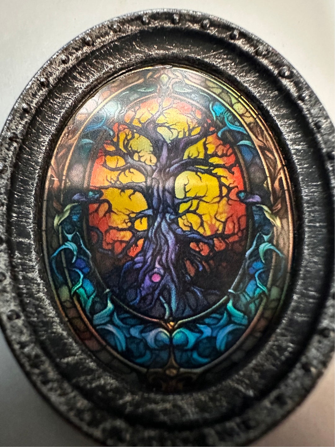 Miniature Framed Gothic Tree Art: Dollhouse Stained Glass Window (1/12 ...