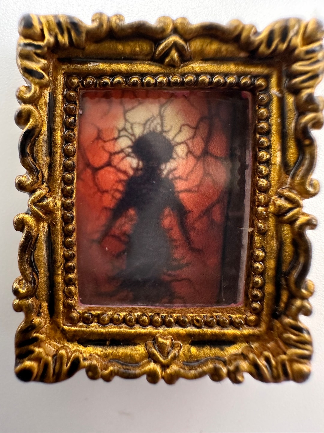 Dollhouse Art Creepy Mini Painting Witch Miniature Picture Framed Mini ...