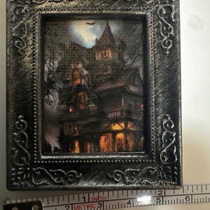 Dollhouse Art Creepy Mini Painting Halloween Miniature Picture Framed ...