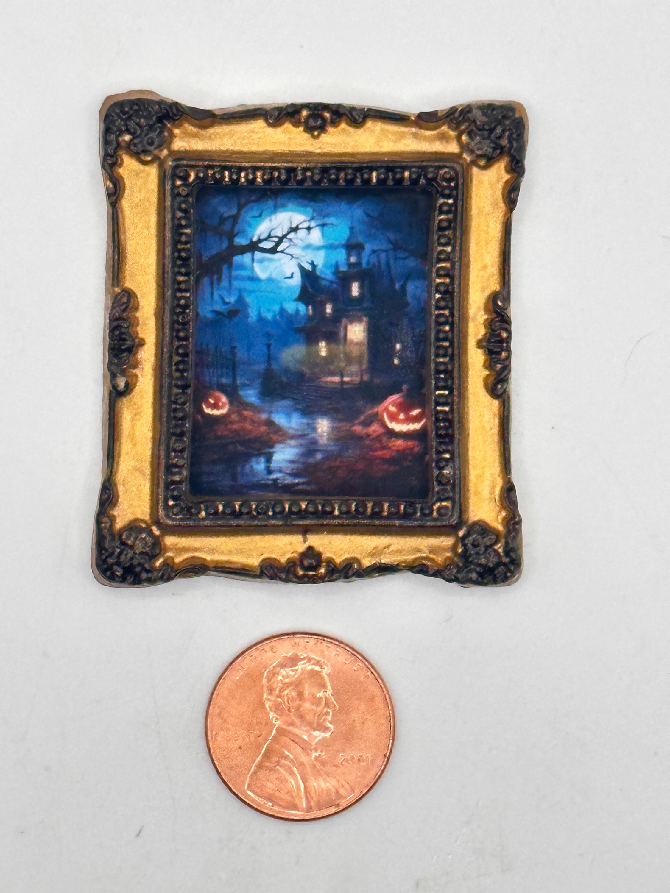 Dollhouse Art Creepy Mini Painting Witch Miniature Picture - Etsy