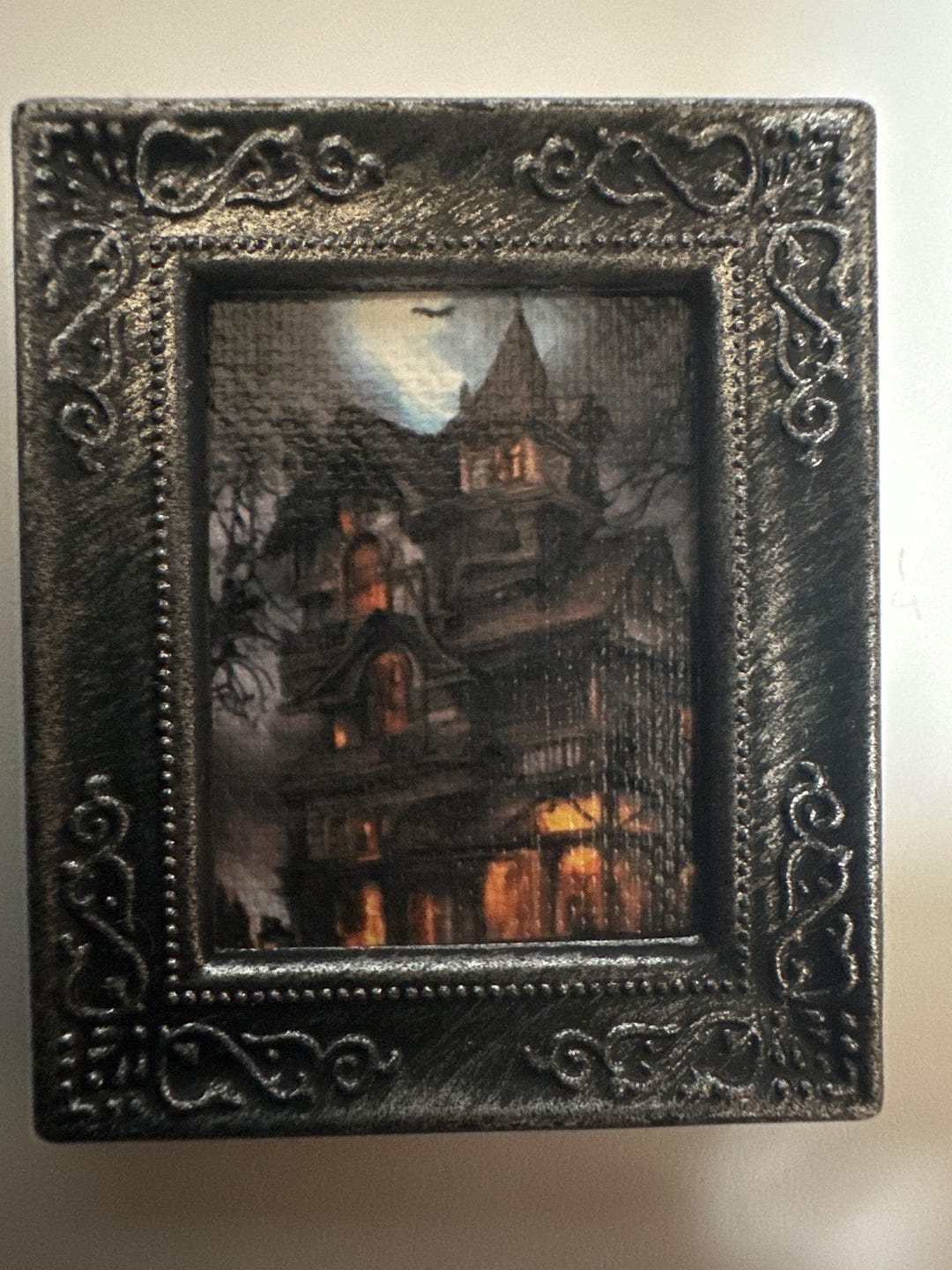 Dollhouse Art Creepy Mini Painting Halloween Miniature Picture Framed ...