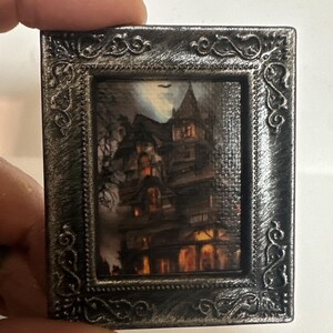Dollhouse Art Creepy Mini Painting Halloween Miniature Picture Framed ...