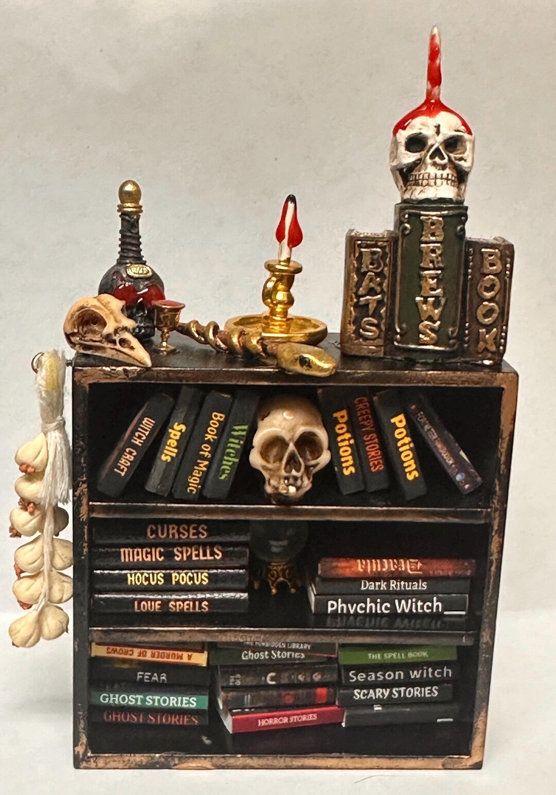 1:12 Scale Haunted Book Case Bundle, Miniature Witch, Creepy Diorama ...