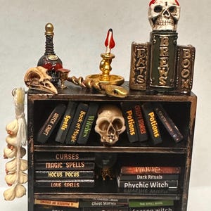 1:12 Scale Haunted Book Case Bundle, Miniature Witch, Creepy Diorama ...