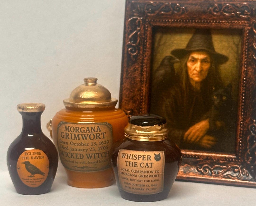 1:12 Scale Witches Urn Set Miniature Creepy Items Tiny Gothic ...