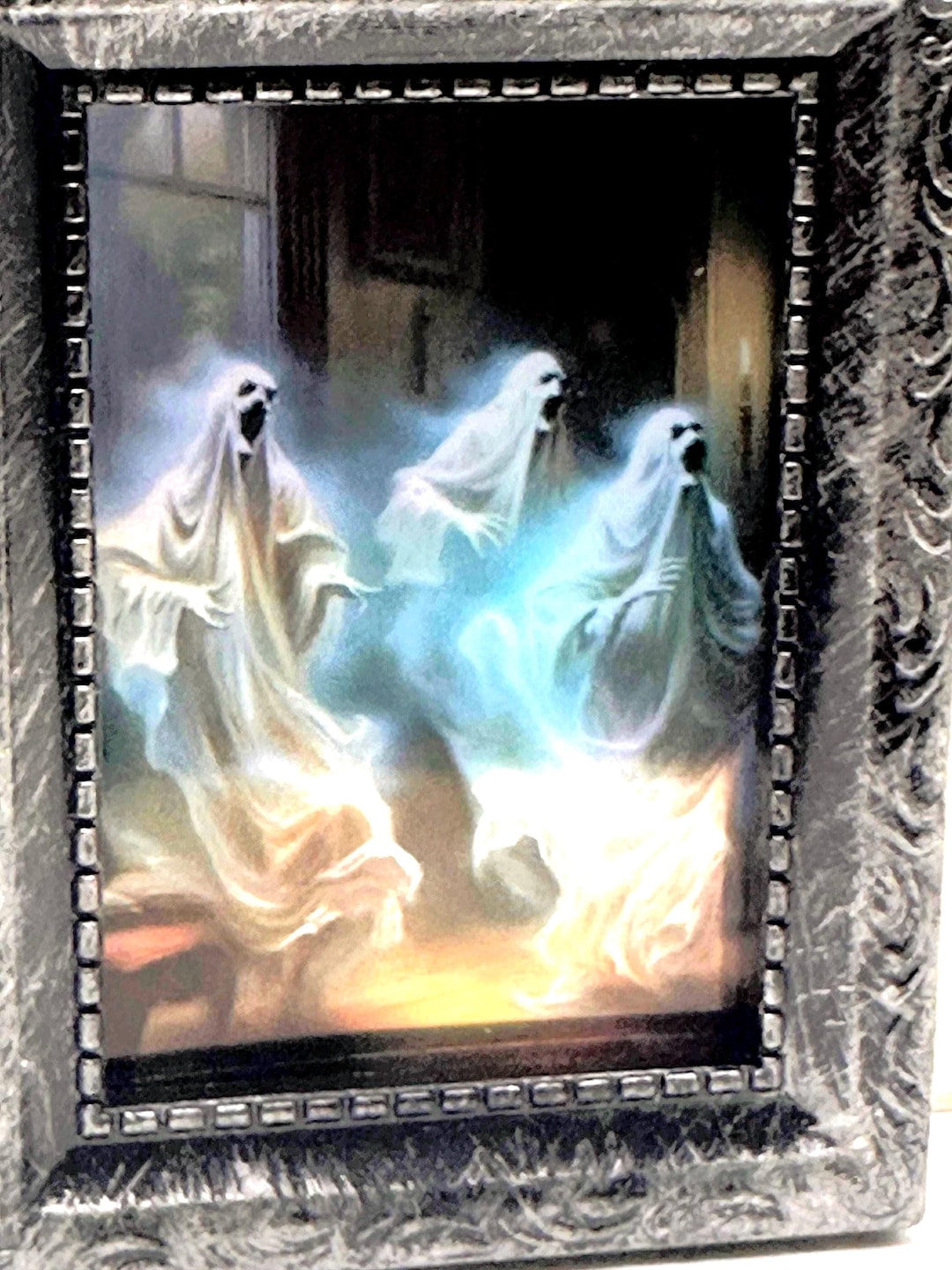 Dollhouse Ghost Creepy Mini Painting Halloween Miniature Picture Framed ...