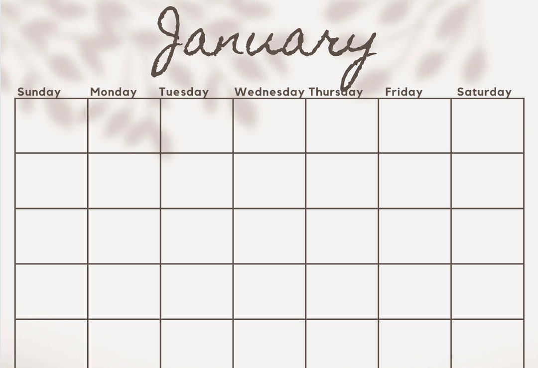 UNDATED Monthly Calendar Printable - Etsy